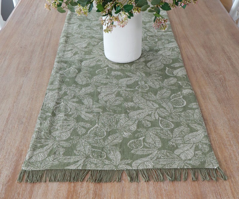 Olive Green Wild Fig Table Runner 160cm - Beautiful home decor at ...