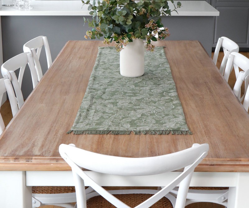 Olive Green Wild Fig Table Runner 160cm