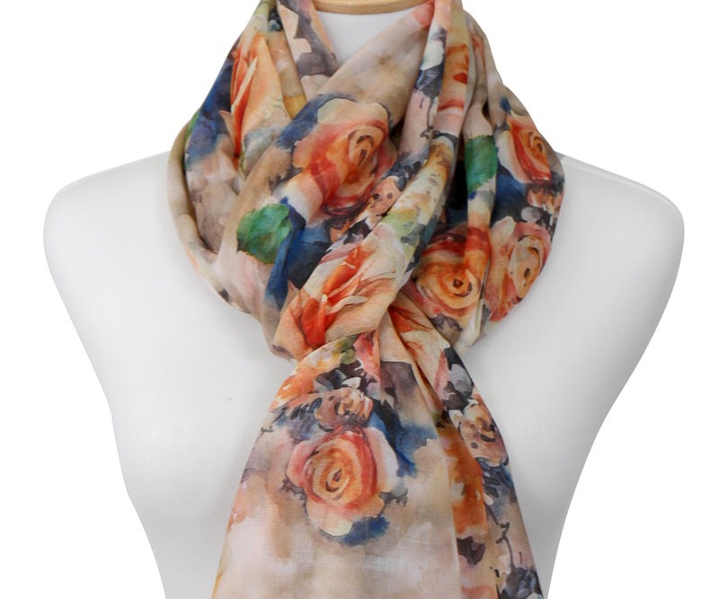Rosabella Apricot Floral Scarf