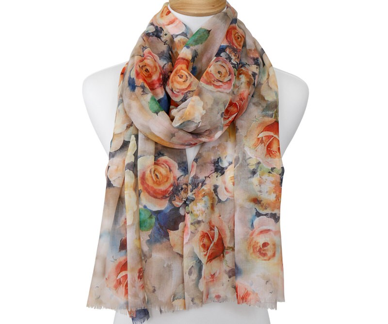 Rosabella Apricot Floral Scarf