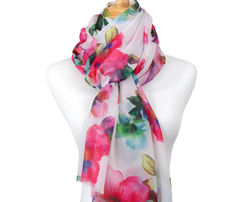 Eleanor Pink Flowers Scarf - Home Decor Online - New Arrivals