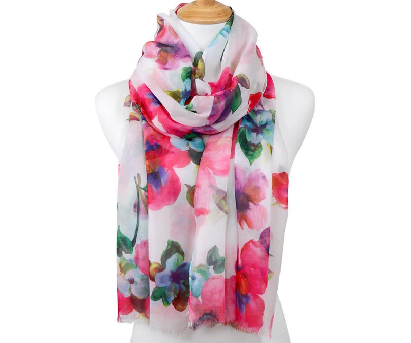 Eleanor Pink Flowers Scarf