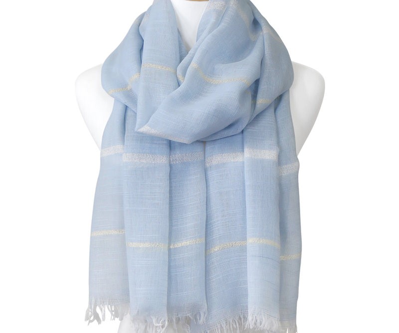 Powder Blue Santorini Silver Stripe Scarf - Accessories, scarves, bags ...