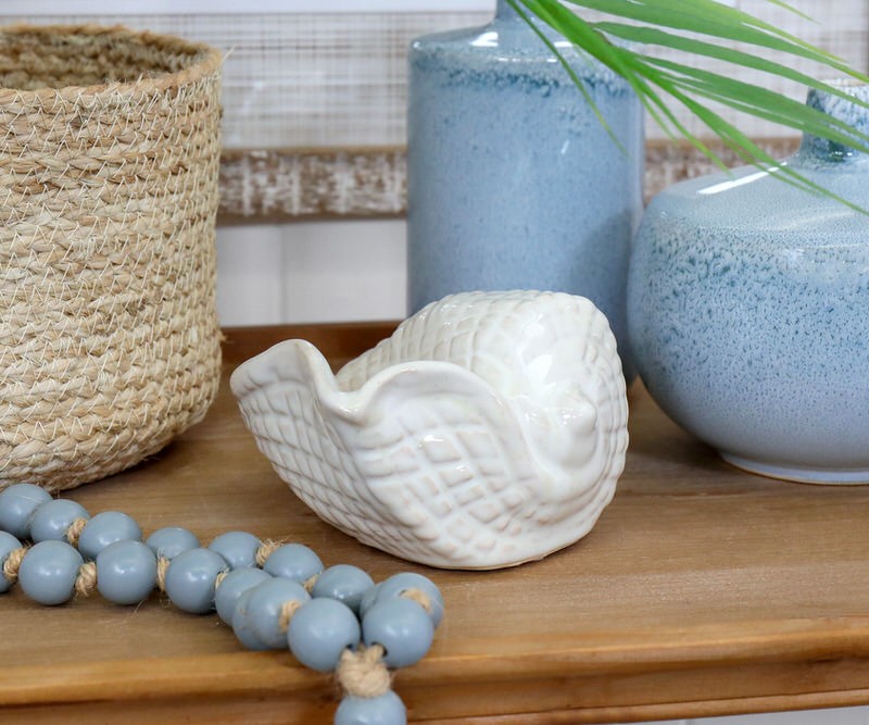Bonita Glazed Cowrie Shell Decor