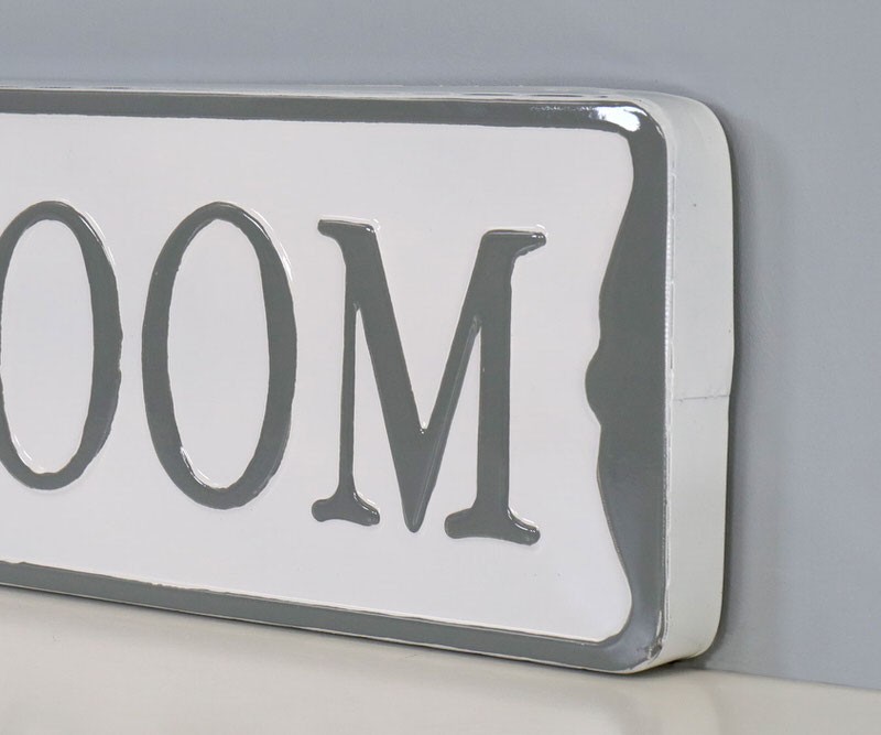 Bathroom Enamel Wall Sign - Grey