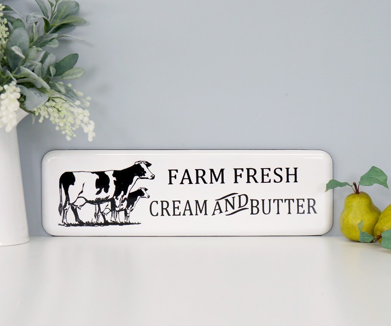 Farm Fresh Cream & Butter Enamel Wall Sign - Gift ideas for that ...