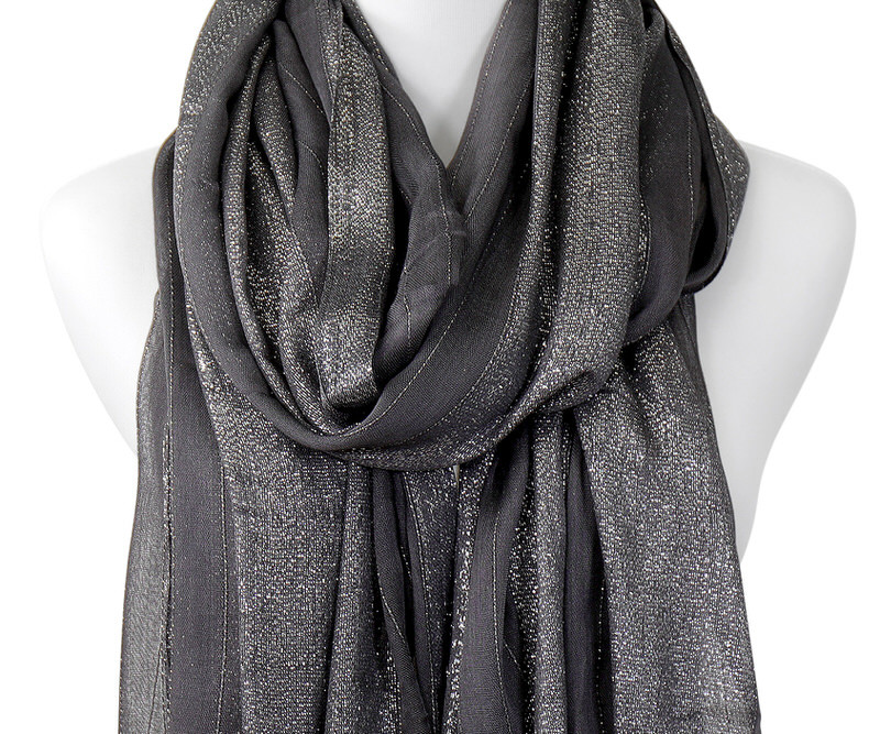 Destiny Charcoal & Silver Thread Scarf