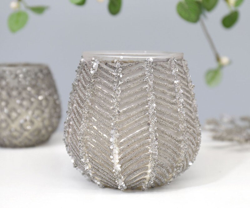 Wonderland Silver Beaded Tealight