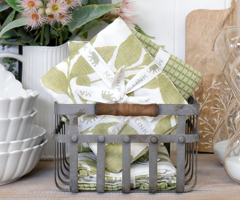 Set 3 Riviera Green Leaves Teatowels