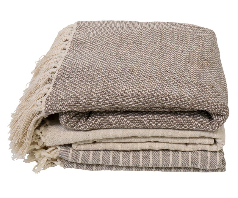 Savannah Cream Stripe Cotton Throw - Home accessories and homewares ...