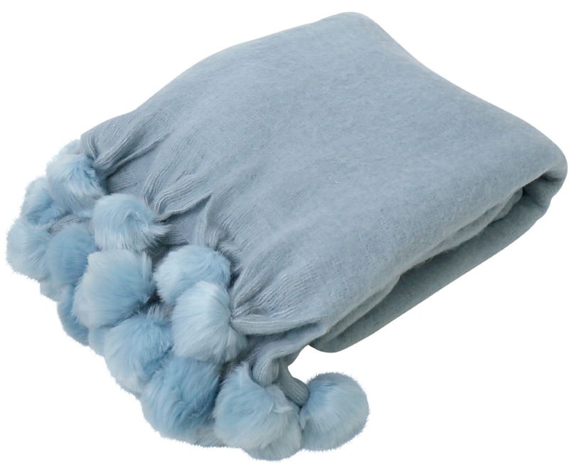 Daydream Blue Pom Pom Throw - Shop by colour