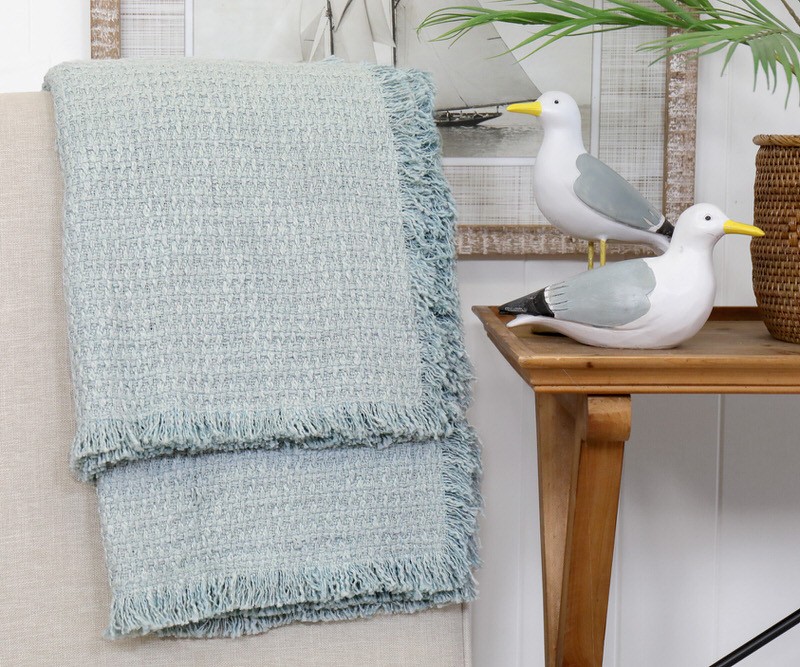 Larissa Soft Blue Waffle Throw