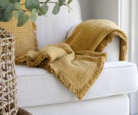 Hoxton Yellow Waffle Throw Blanket