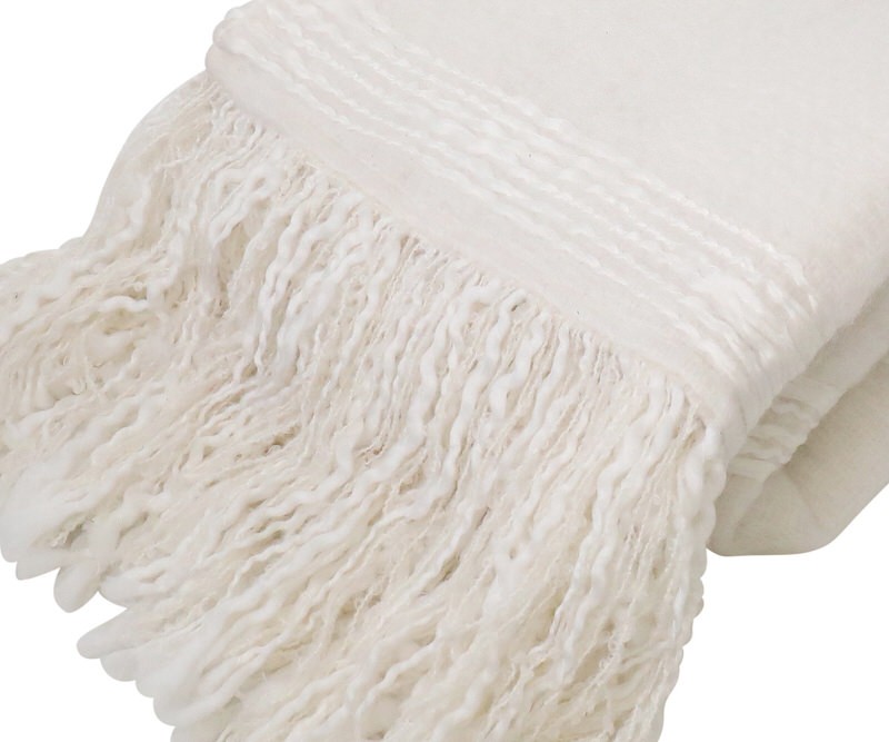 Dandelion Soft White Fringed Throw