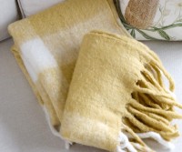 Hugo Yellow & White Check Throw Blanket