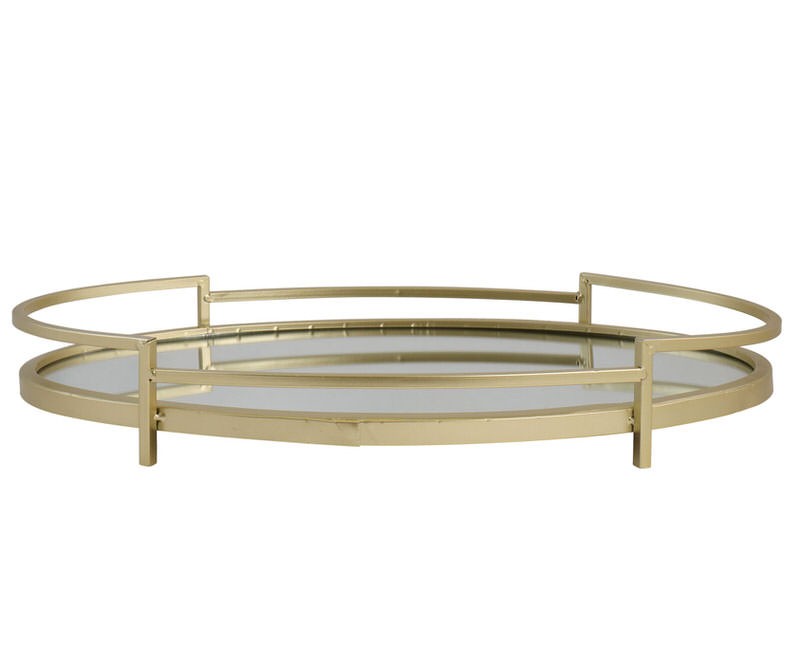 Seville Oval Gold Mirror Tray