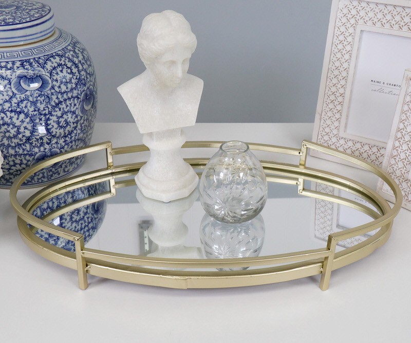 Seville Oval Gold Mirror Tray