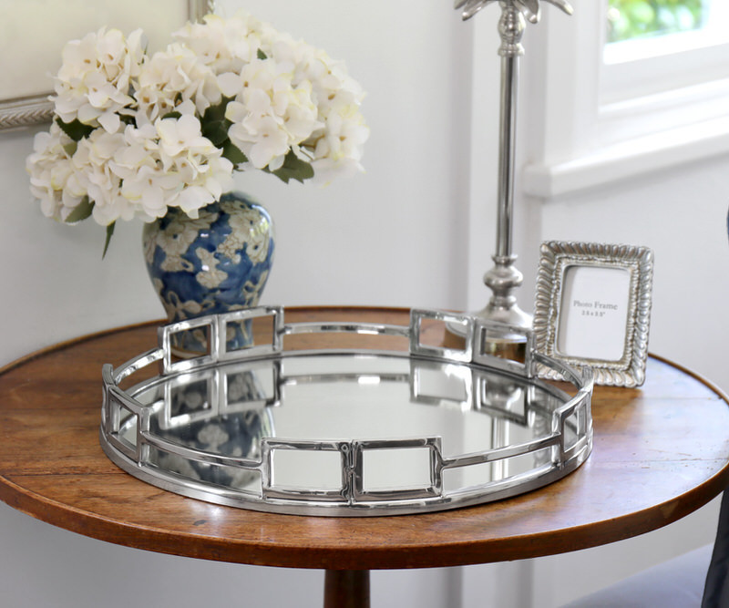 Chevalier Silver Buckle Mirror Tray - Round