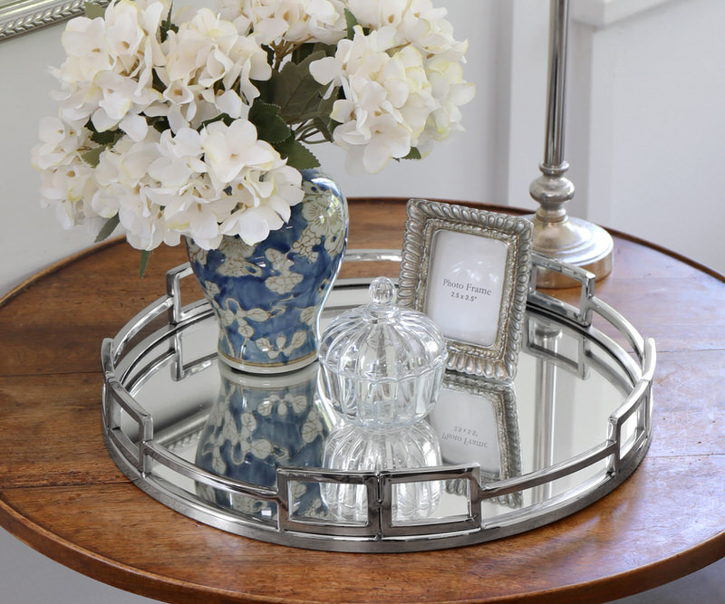 Chevalier Silver Buckle Mirror Tray - Round