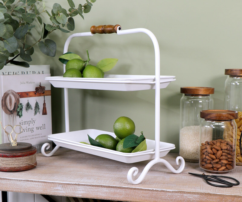 Croft White 2-Tier Tray Stand