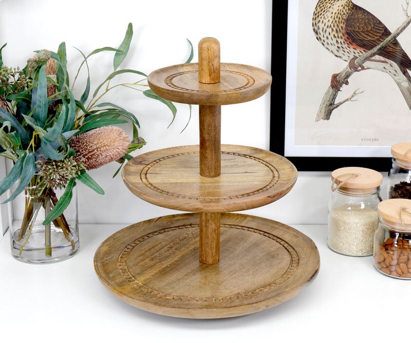 Hunter 3-Tier Wooden Tray Stand