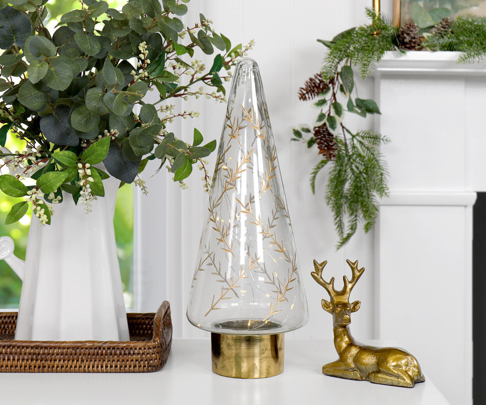 Large Aurora Gold Light-Up Glass Christmas Tree - Gift ideas for that ...