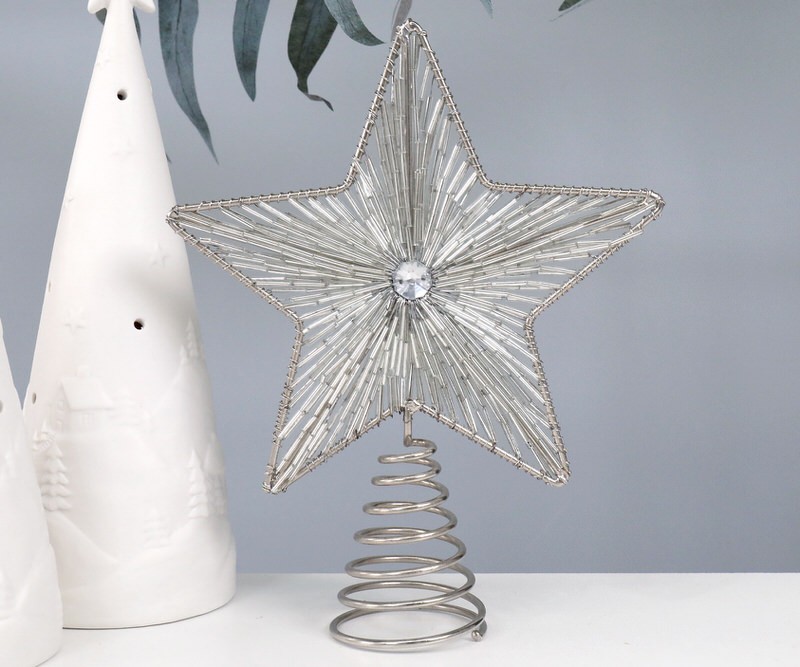 Westwood Silver Beaded Star Tree Topper - Christmas decorations Online ...