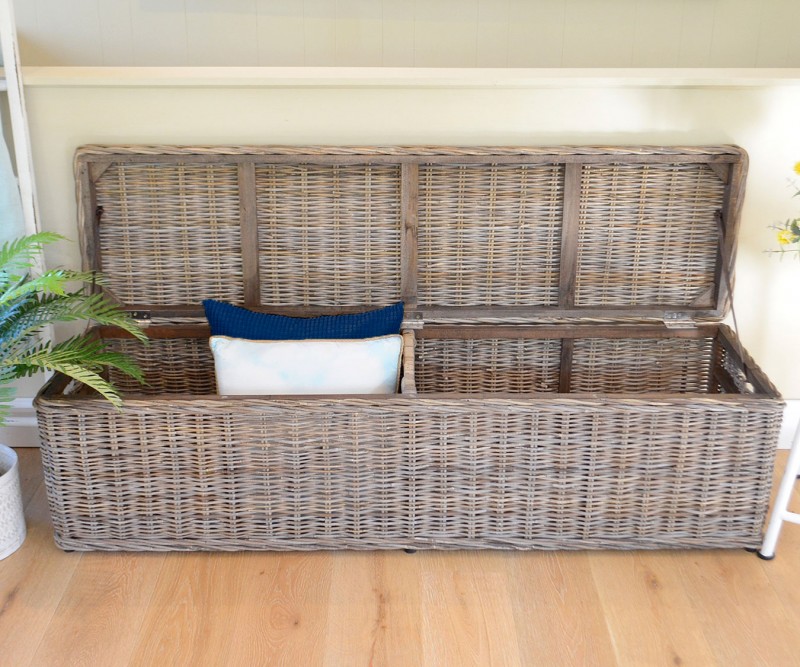 Long Rattan Trunk Antique Grey
