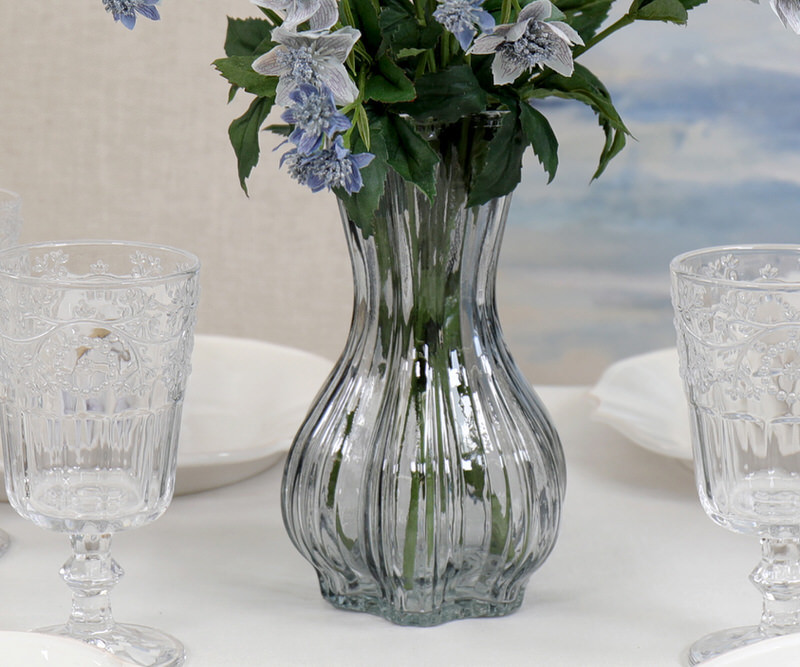 Blue Martina Fluted Glass Vase - Shop by colour