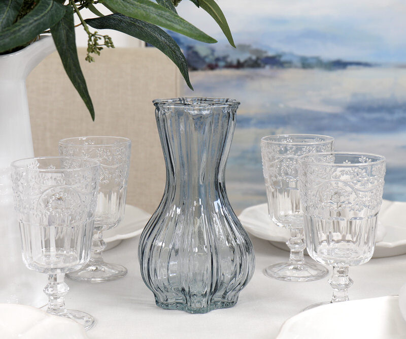 Blue Martina Fluted Glass Vase - Shop by colour