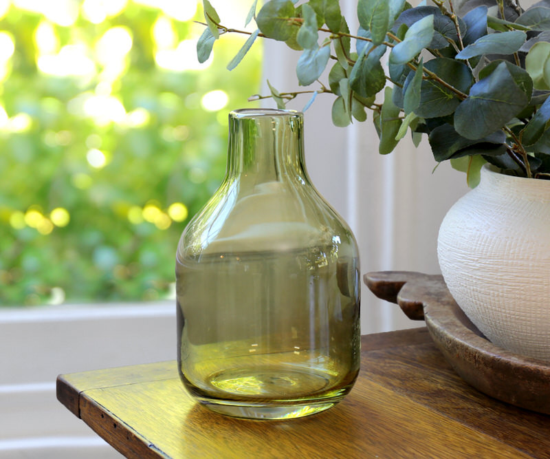 Tall Ariella Green Glass Vase