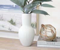 Carolina White Ribbed Vase - Tall