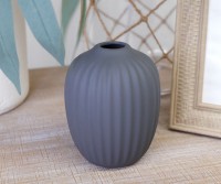 Selene Charcoal Ribbed Bud Vase