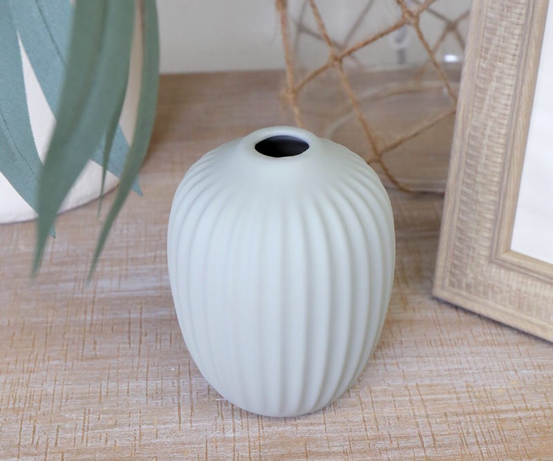 Selene Grey Ribbed Bud Vase