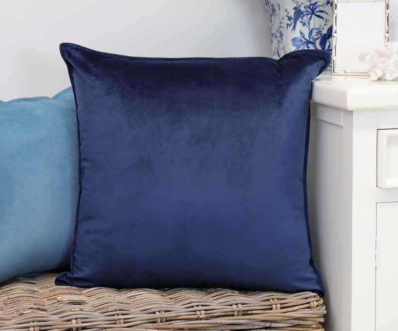 Caspian Sea Navy Velvet Cushion